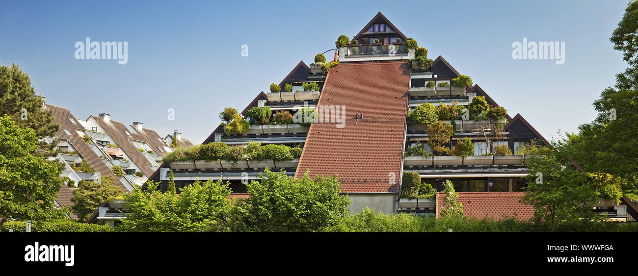 pyramid-shaped appartment house Huegelhaus, Marl, Ruhr Area, Germany ...