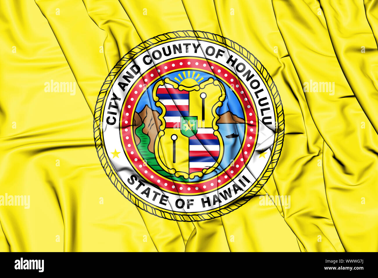 3D Flag of Honolulu (Hawaii), USA. 3D Illustration Stock Photo - Alamy