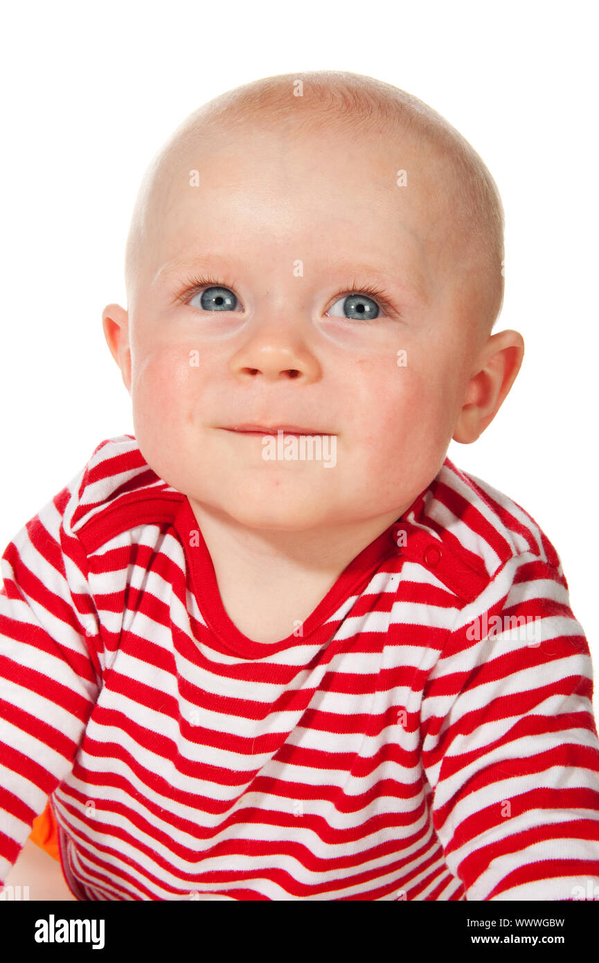 portrait of a bald baby that's looking up Stock Photo - Alamy