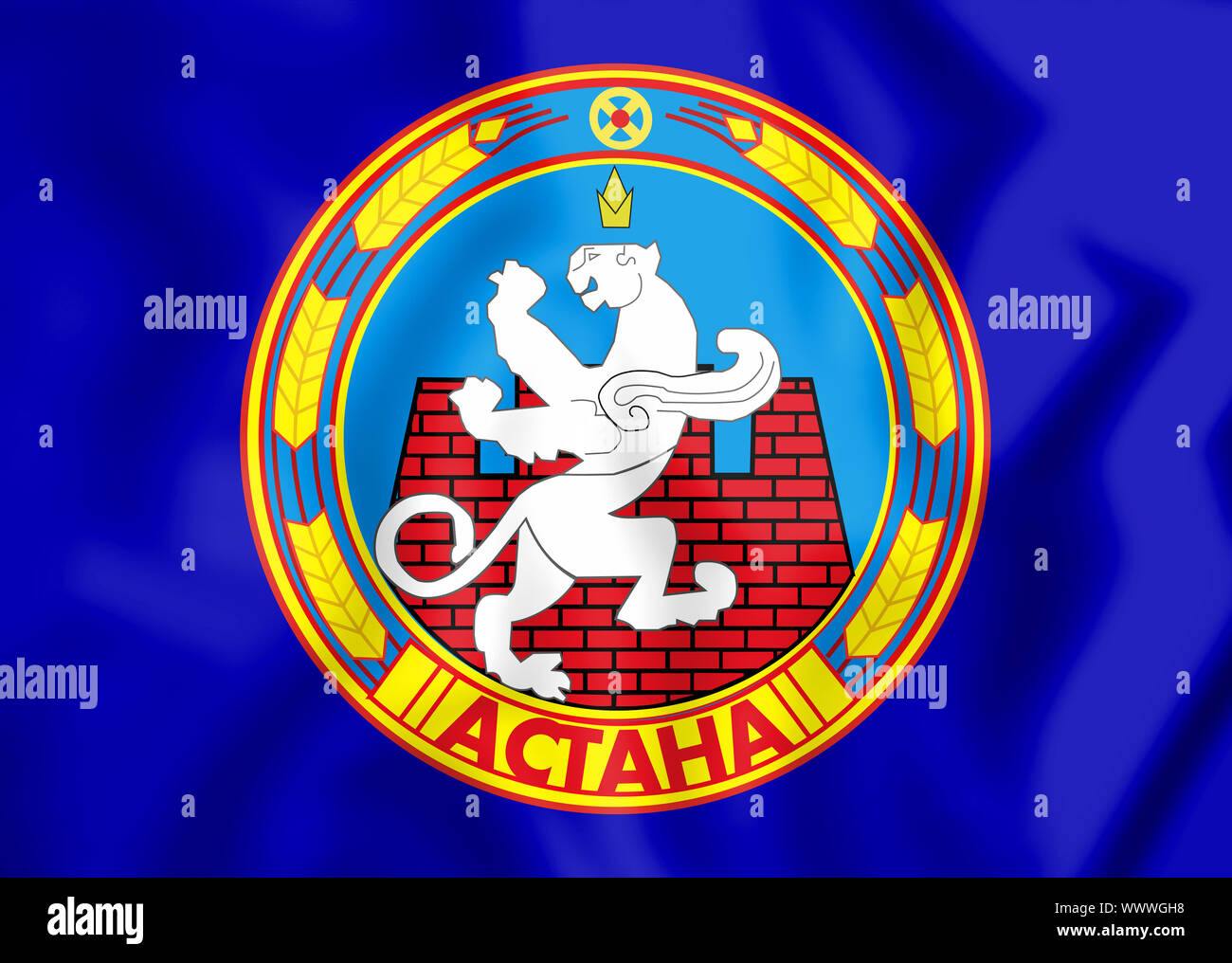 3D Flag of Astana, Kazakhstan. 3D Illustration Stock Photo - Alamy