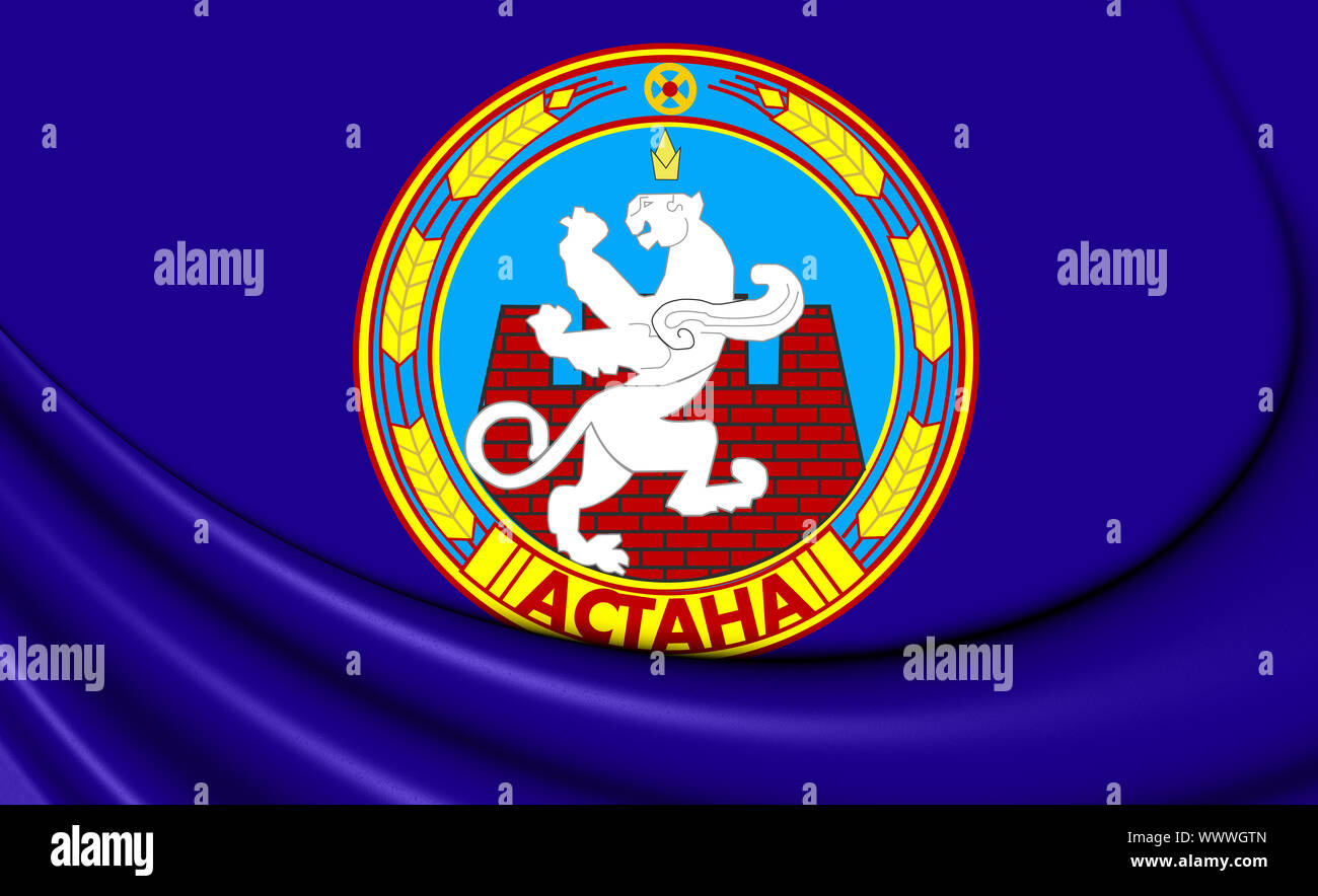 3D Flag of Astana, Kazakhstan. 3D Illustration Stock Photo - Alamy