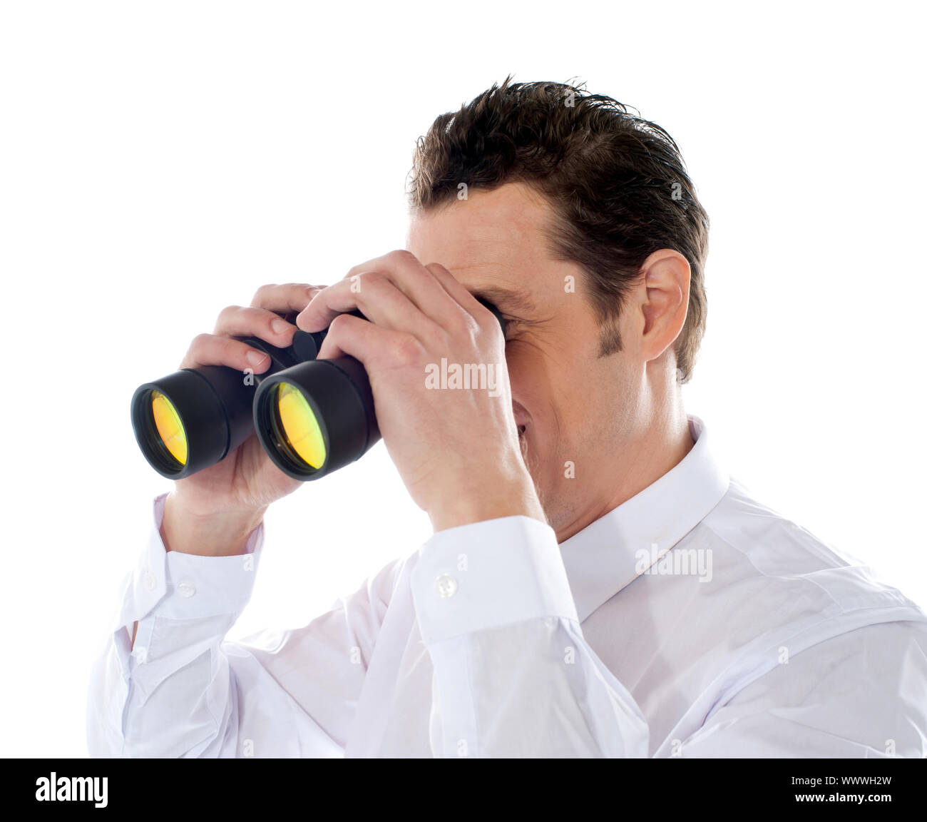 Businessman hunting for success. All on white background Stock Photo ...