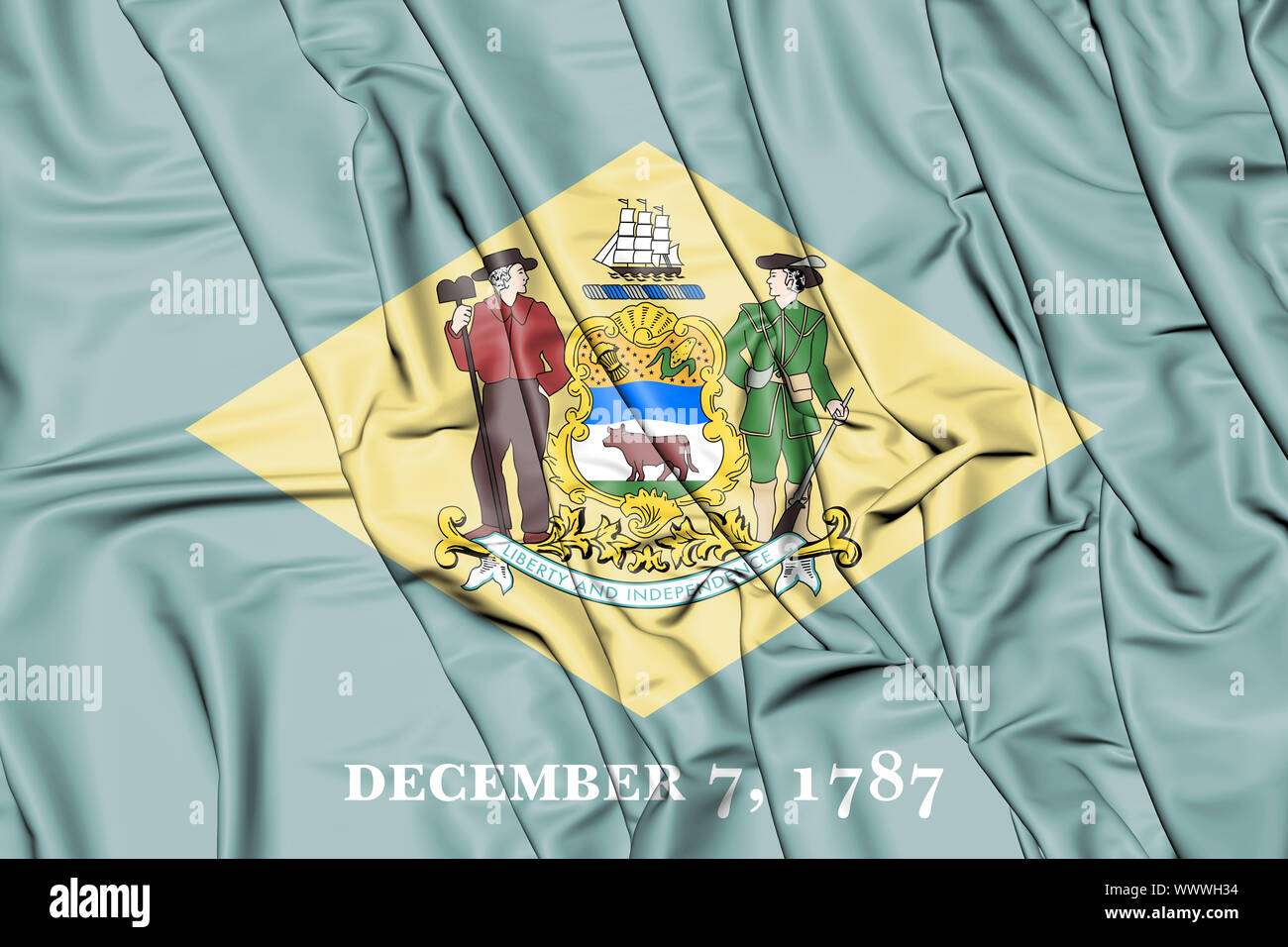 3D Flag of Delaware, USA. 3D Illustration Stock Photo - Alamy