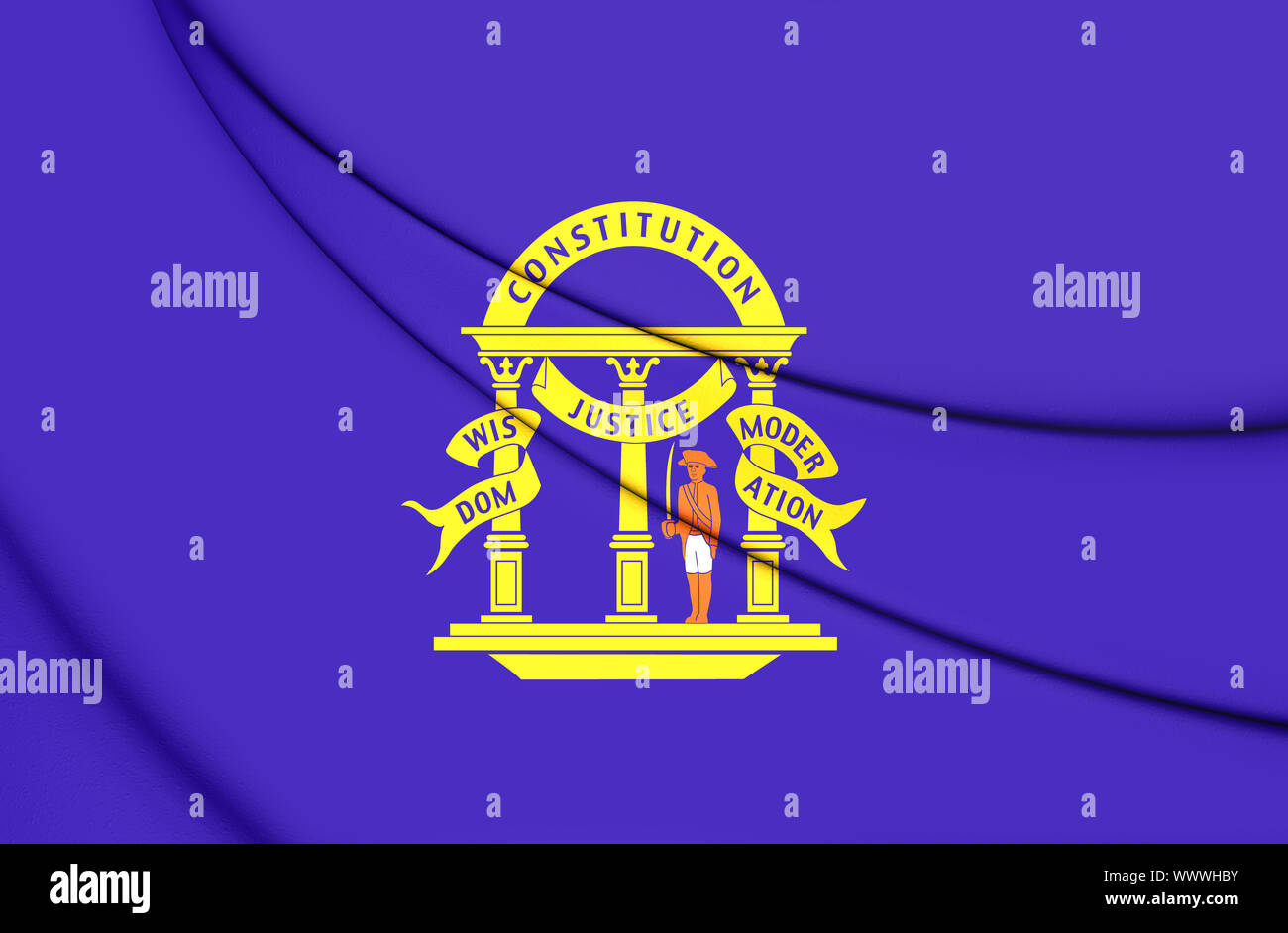 3D Flag of Georgia (Before 1879), USA. 3D Illustration Stock Photo - Alamy