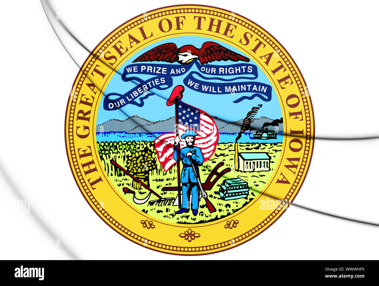 Iowa state seal, USA. 3D Illustration Stock Photo - Alamy
