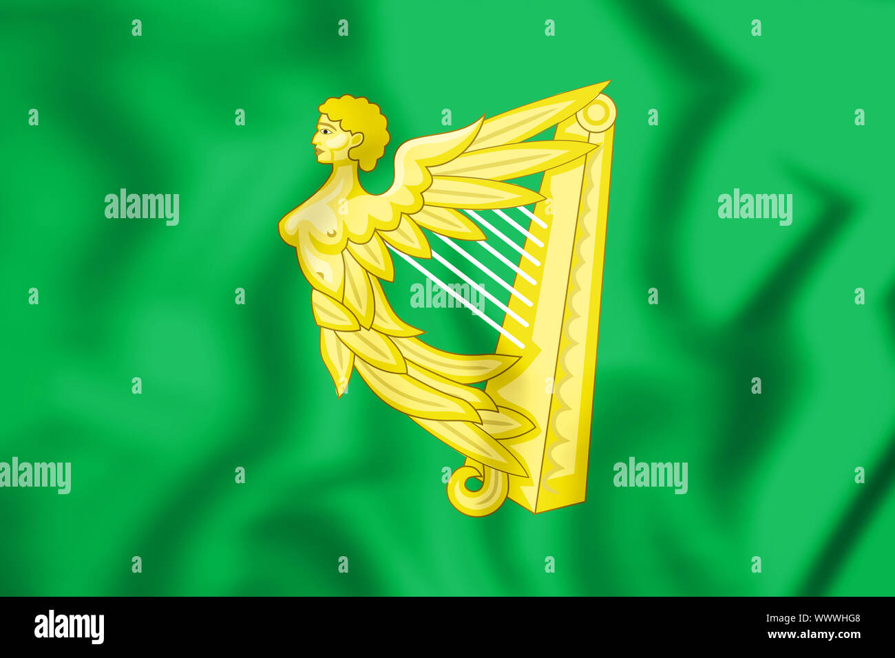 Green Harp Flag of Ireland. 3D Illustration Stock Photo - Alamy