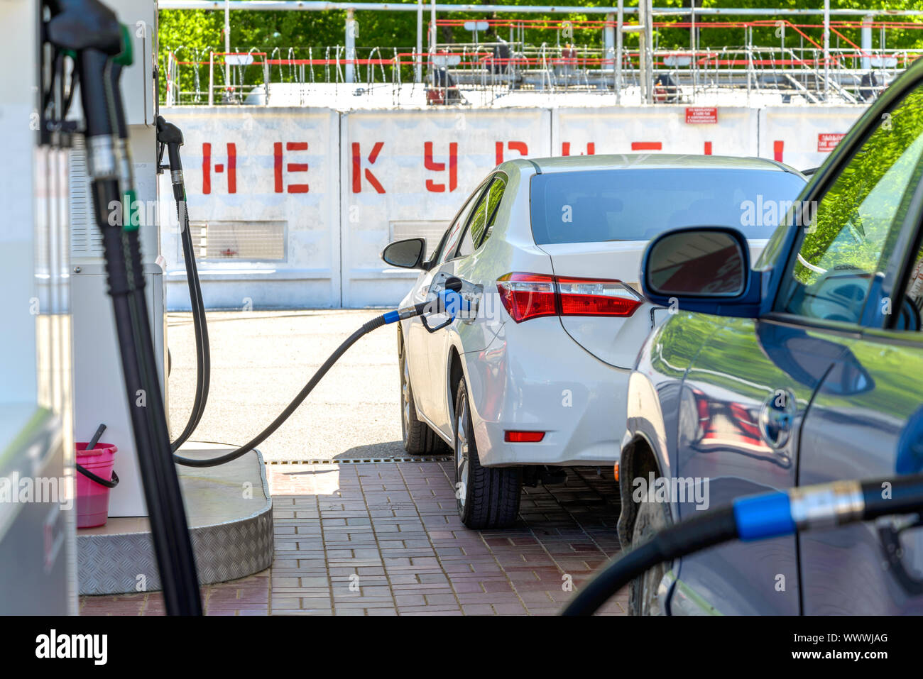 Car at gas station Stock Photo - Alamy
