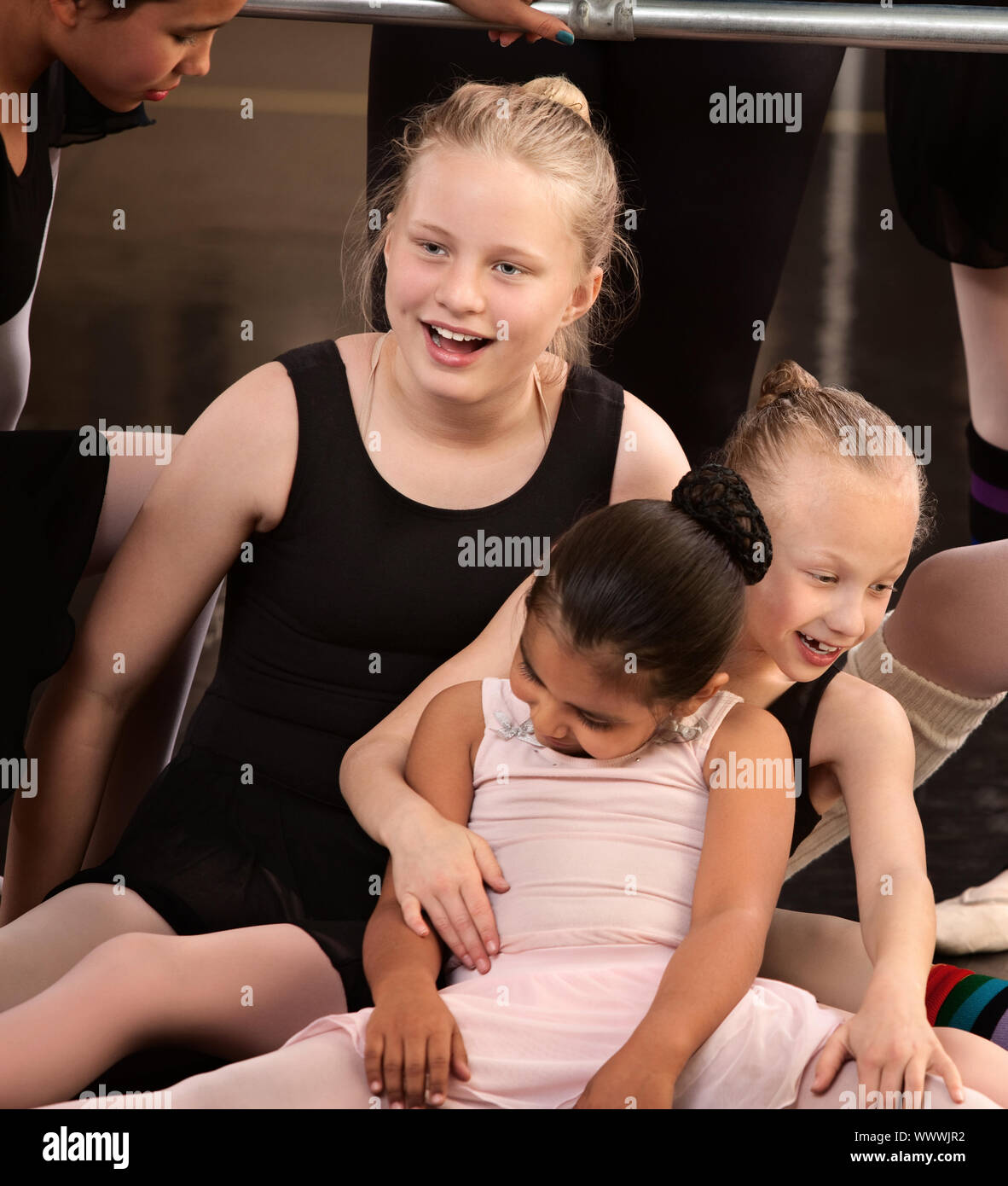 Group of ballet students goofing off in class Stock Photo - Alamy