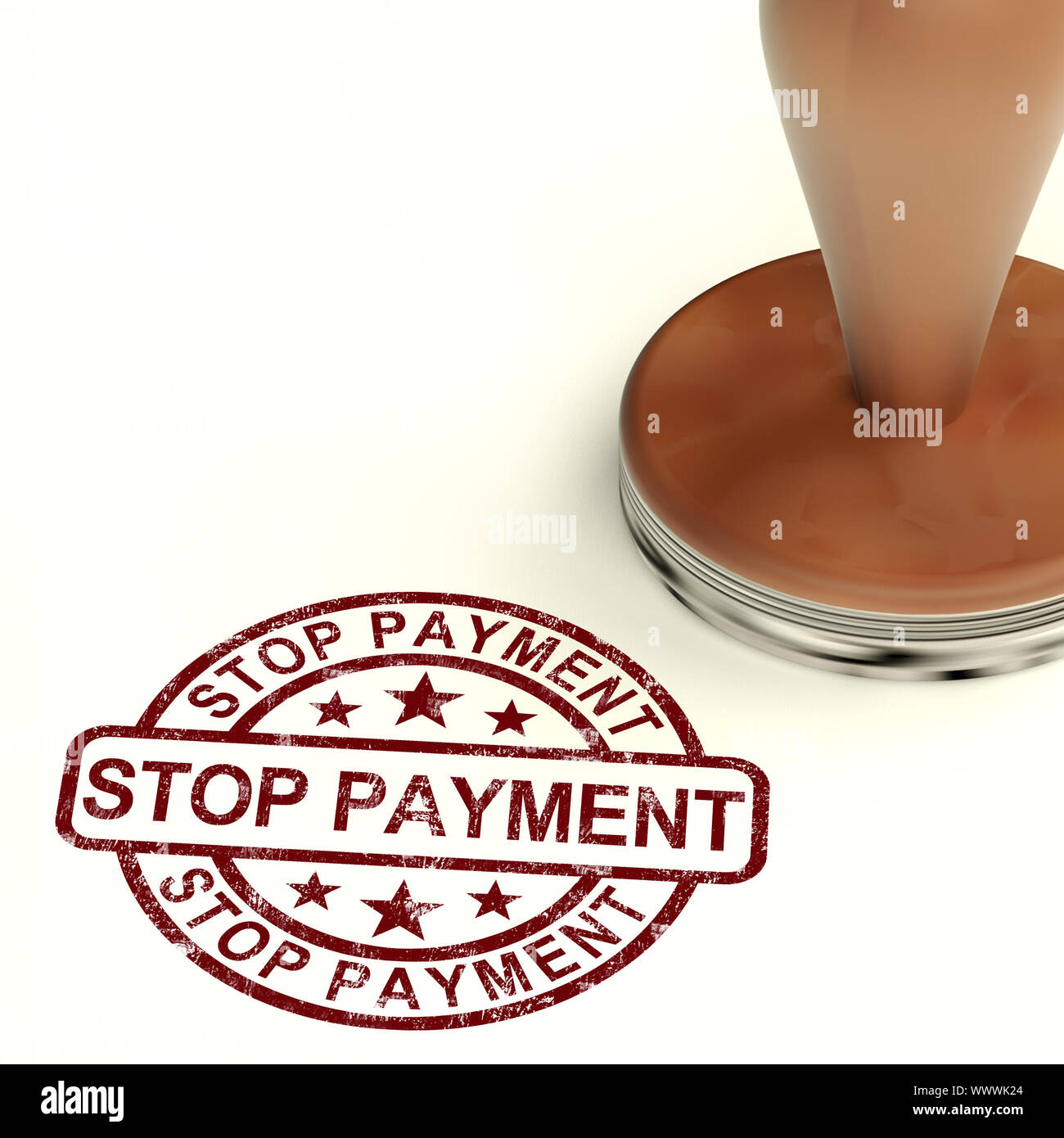 Stop Payment Stamp Shows Bill Transaction Denied Stock Photo - Alamy