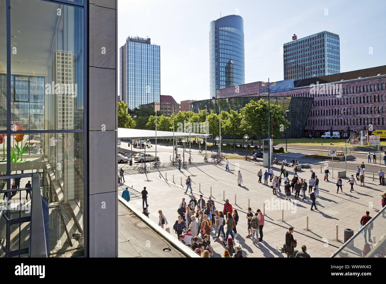 view to the Dortmund station spuare and the city centre, Dortmund, Ruhr ...