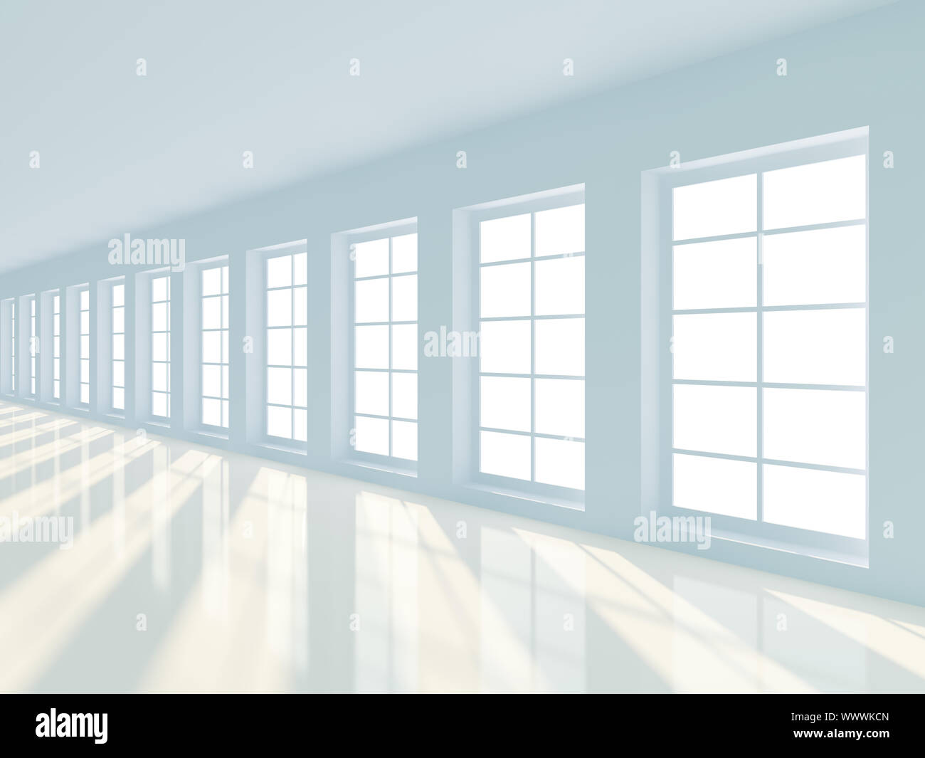 3d illustration of long empty hallway Stock Photo - Alamy