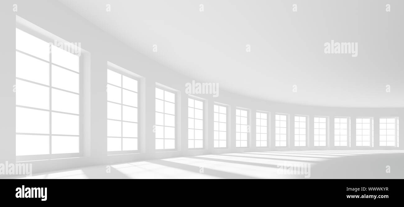 3d Large Hall with Windows Stock Photo - Alamy