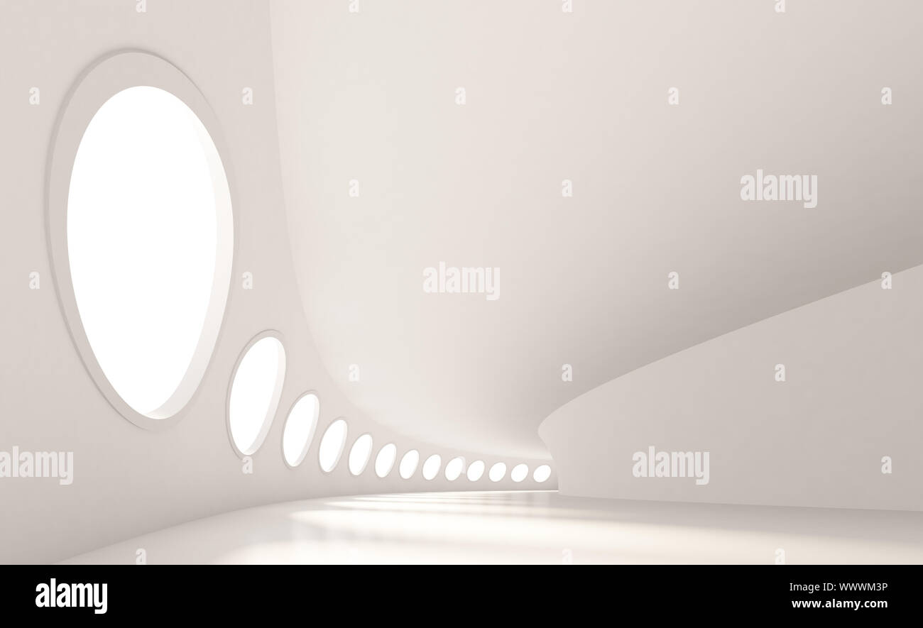 3d Illustration of Modern Architecture. Large Abstract Interior Stock ...