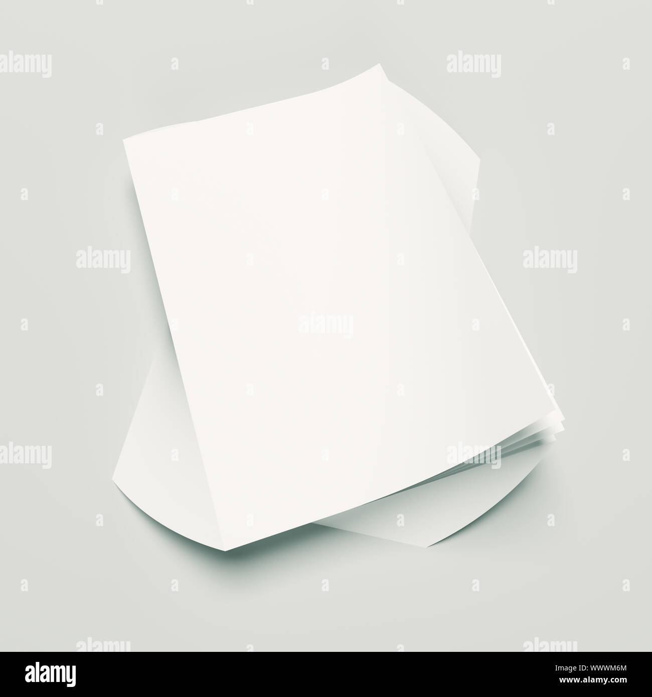 3d illustration of White Paper Stack on White Stock Photo - Alamy