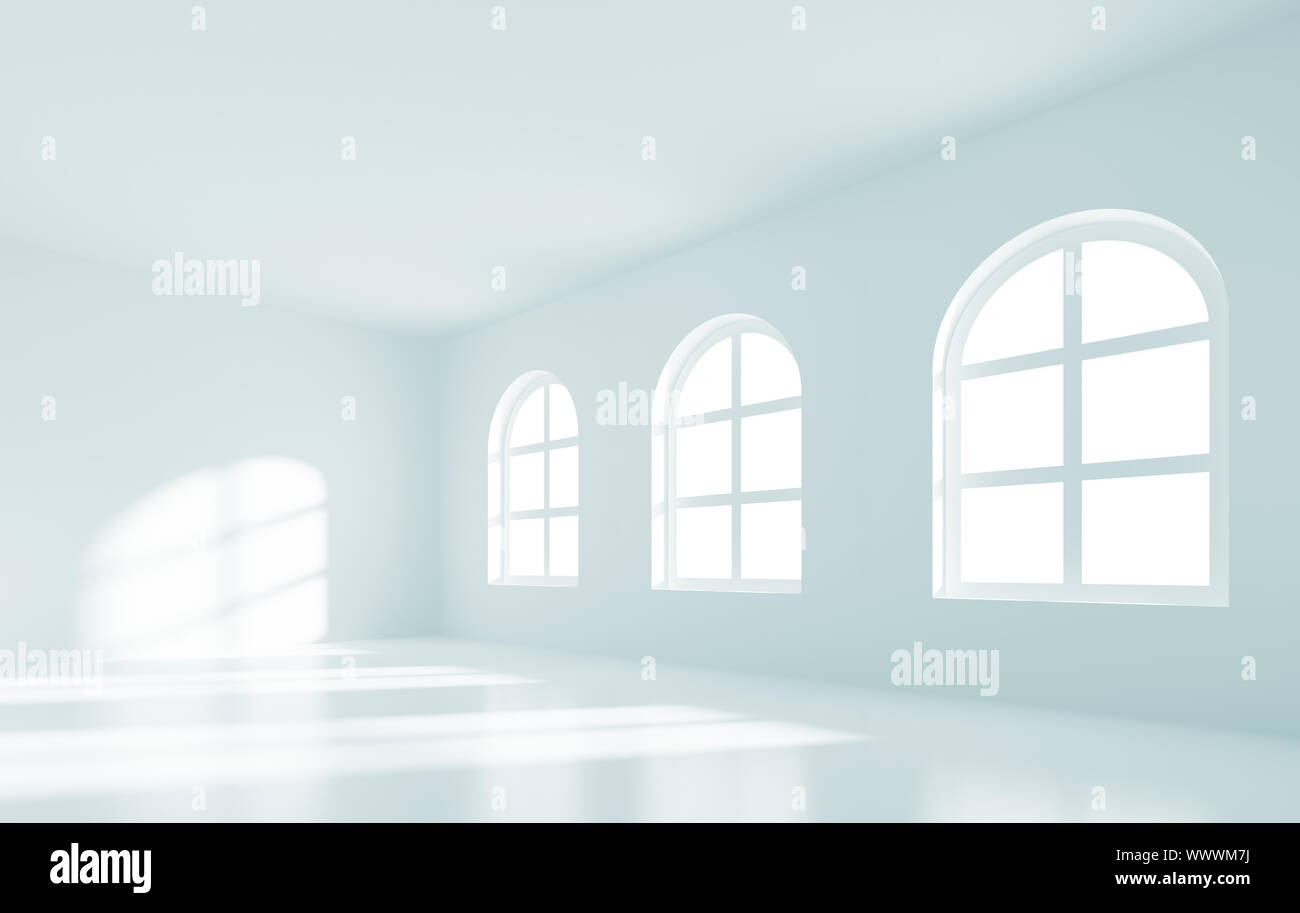 3d Illustration of Empty Room Interior with Windows Stock Photo - Alamy