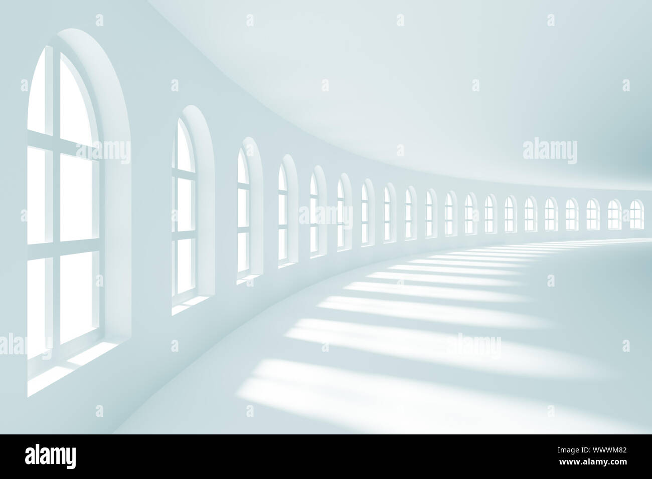 3d Illustration of Large Hall with Windows Stock Photo - Alamy