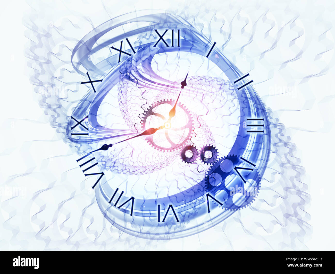 Composition of gears, clock elements, dials and dynamic swirly lines on ...