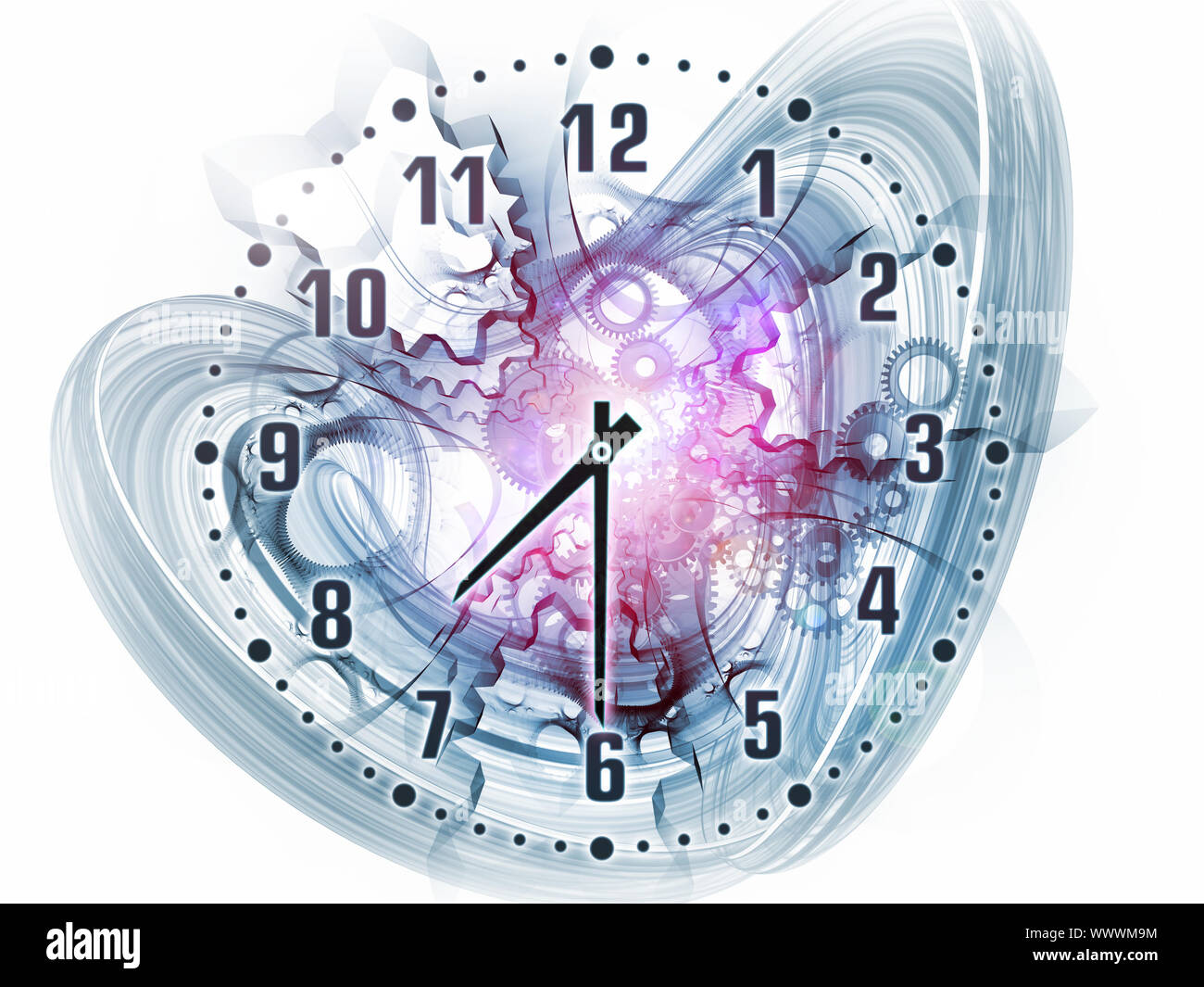 Interplay of gears, clock elements, dials and dynamic swirly lines on ...