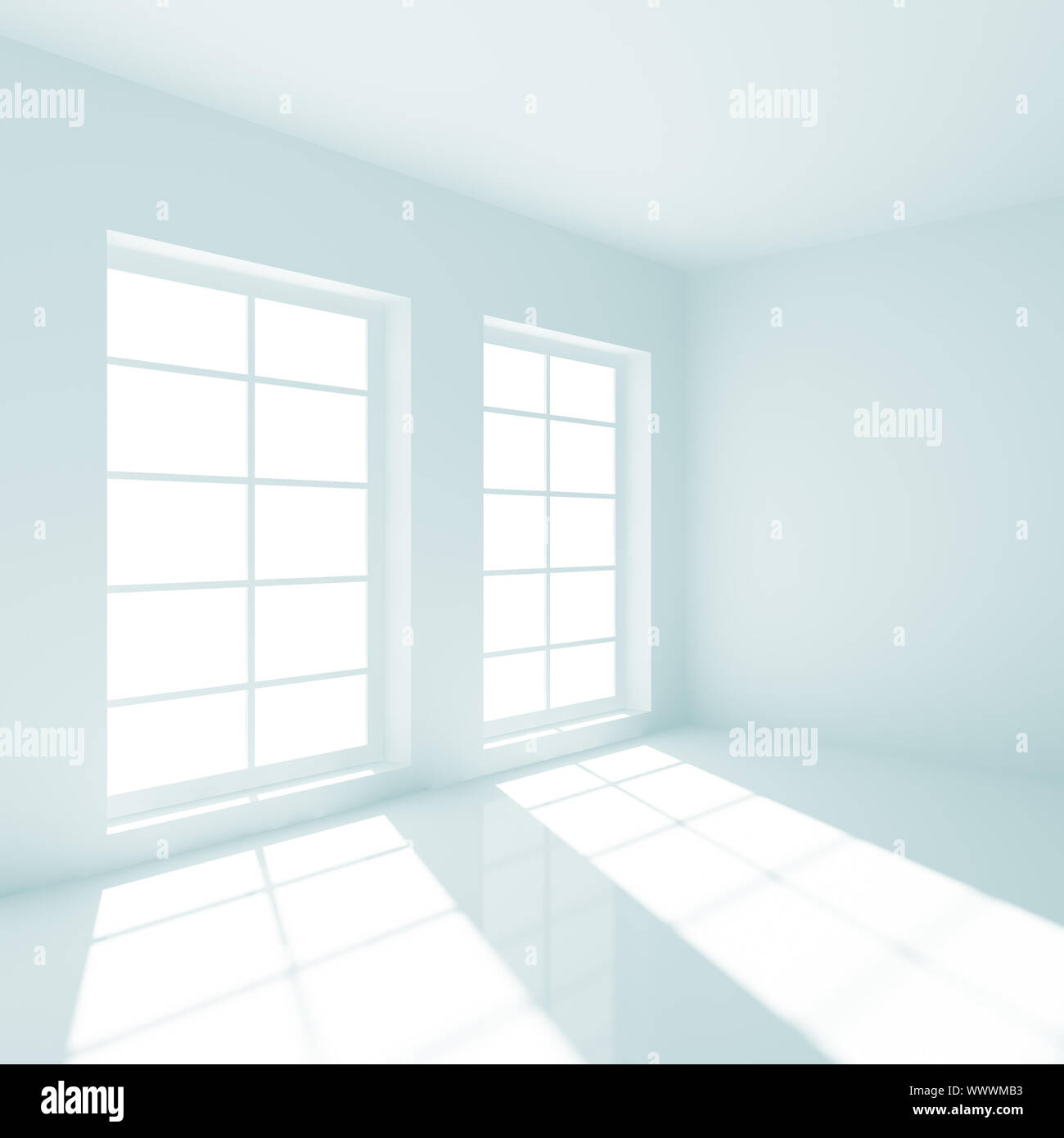3d Illustration of Empty Room with Windows Stock Photo - Alamy