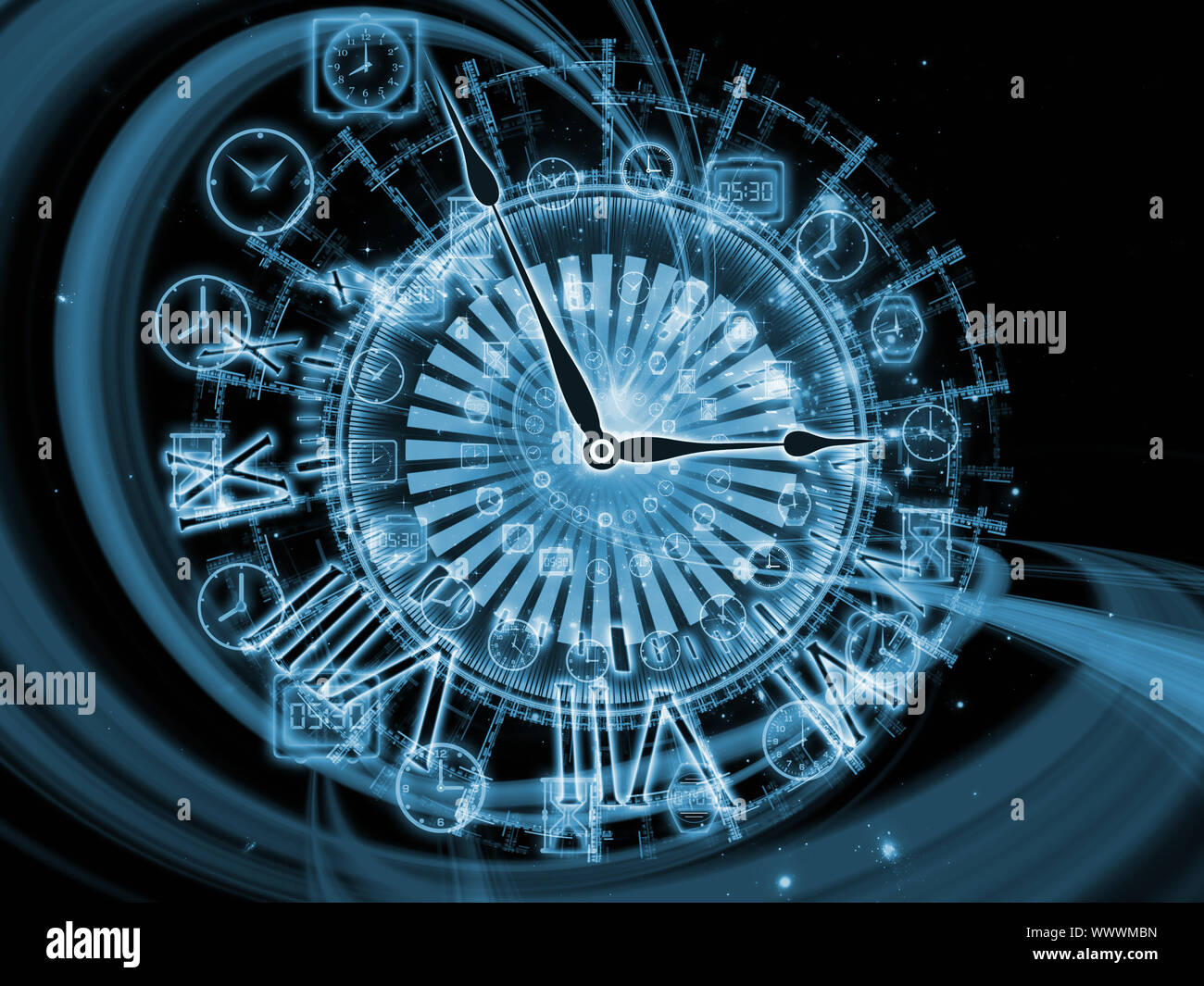 Background design of gears, clock elements and abstract design elements ...
