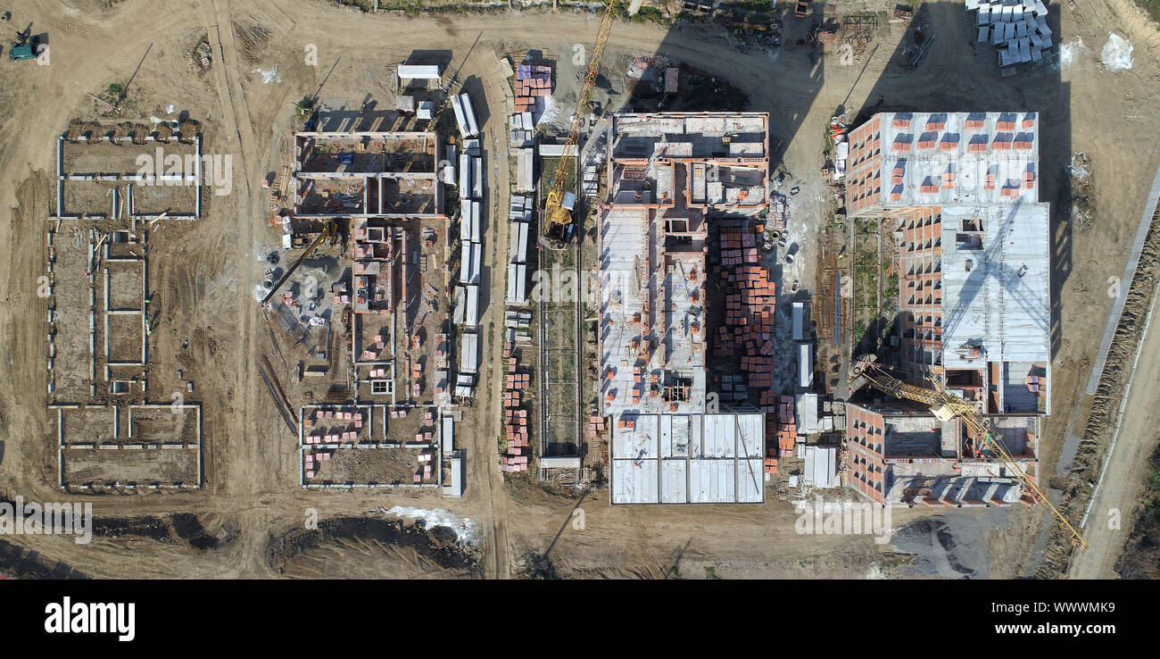 Construction of the building top view Stock Photo - Alamy