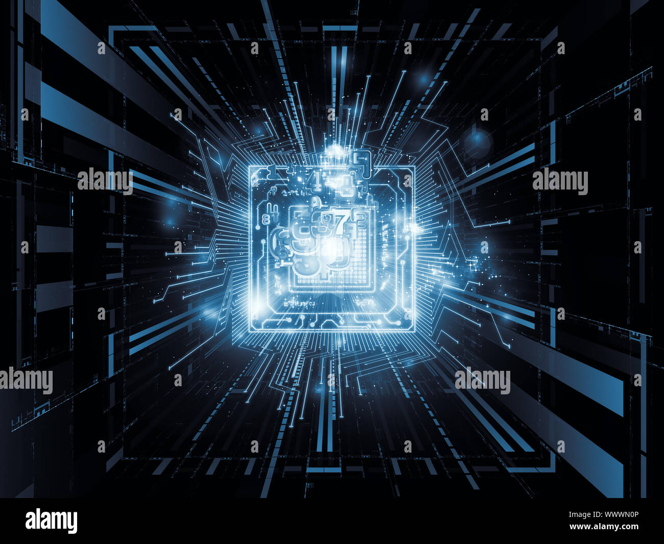 Composition of technological and abstract design elements with ...