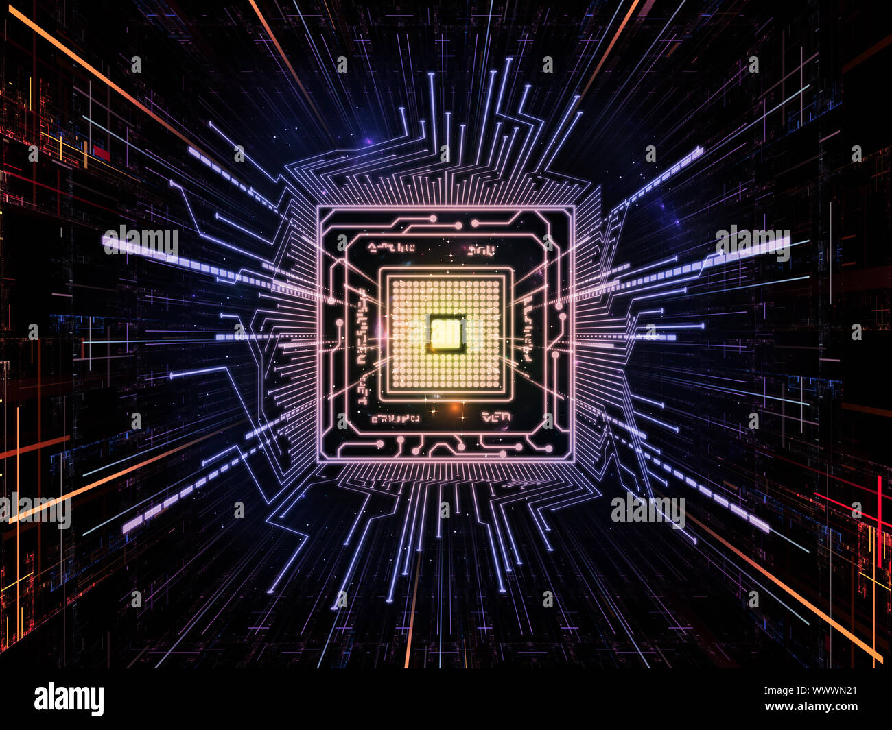 Backdrop of CPU graphic and abstract design elements on the subject of ...