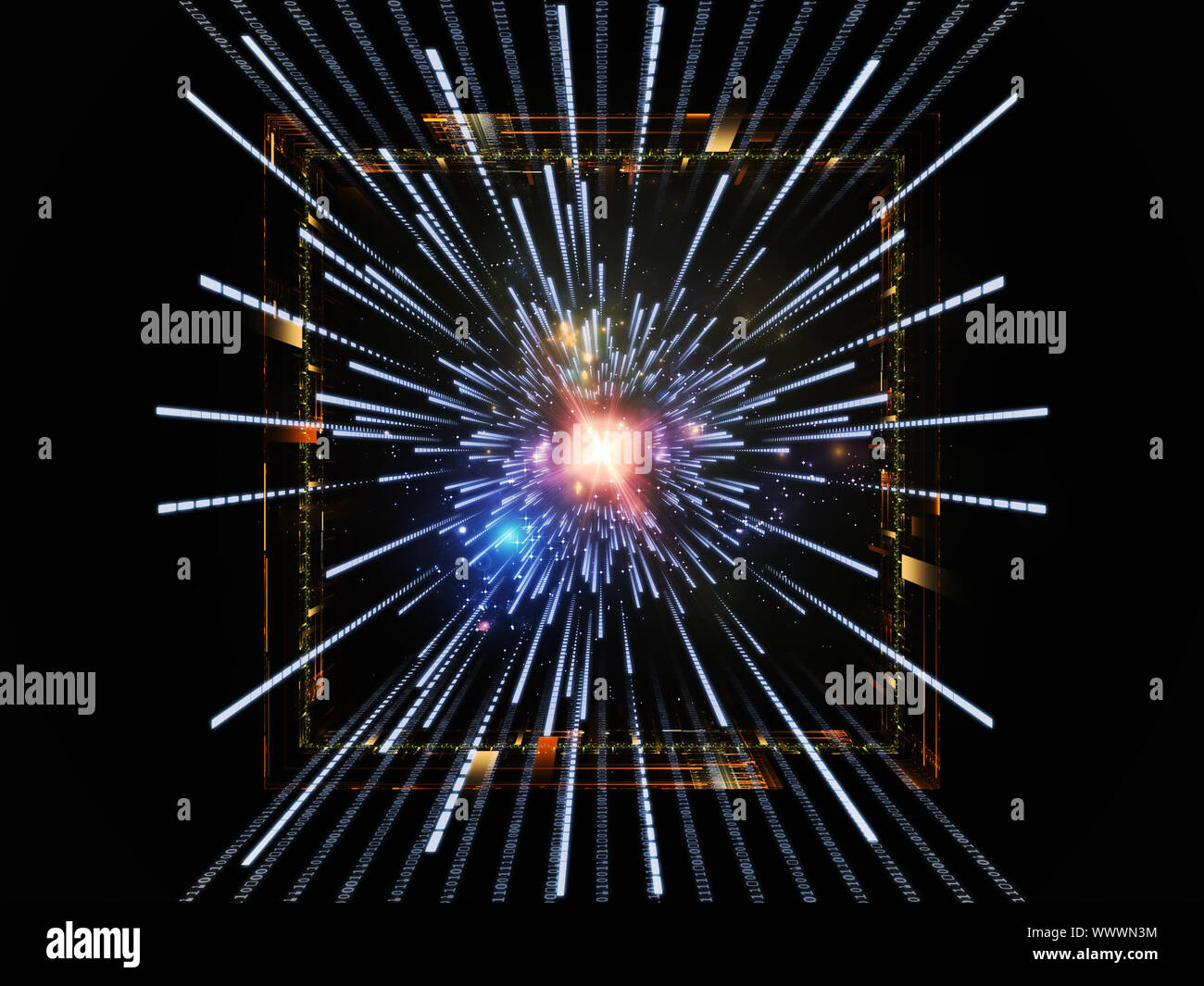 Abstract arrangement of technological and abstract design elements ...