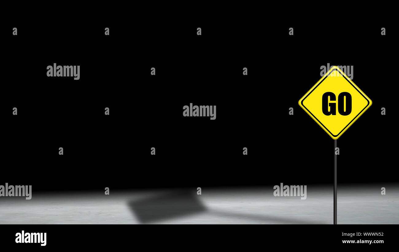 Traffic Signs go on dark room Stock Photo - Alamy