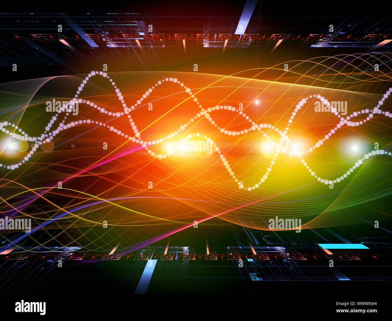 Backdrop of technological and abstract design elements on the subject ...