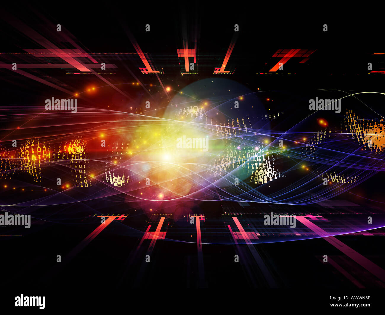 Composition of abstract sine waves and design elements with ...