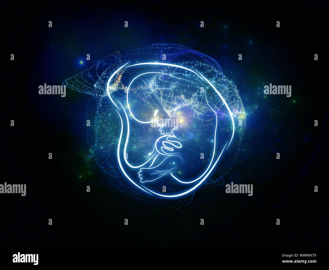 Abstract design made of drawing of a fetus and abstract design elements ...