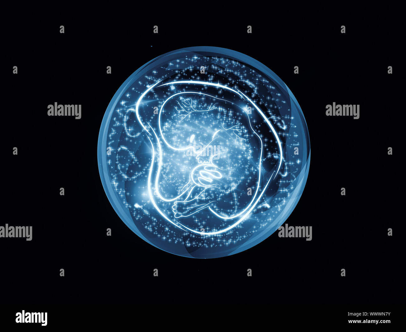 Design composed of drawing of a fetus and abstract design elements as a ...