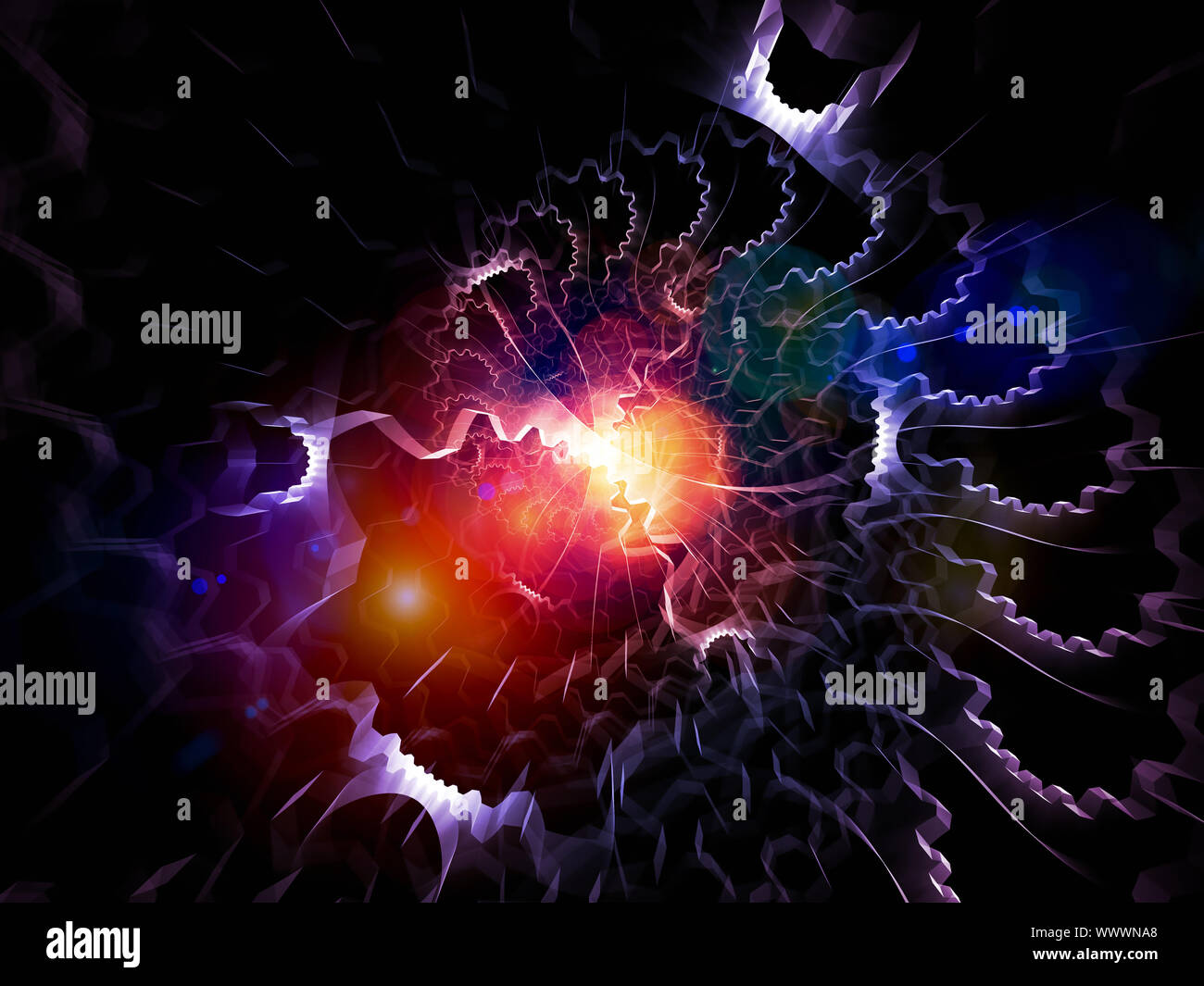 Composition of abstract gears and lights as a concept metaphor on ...