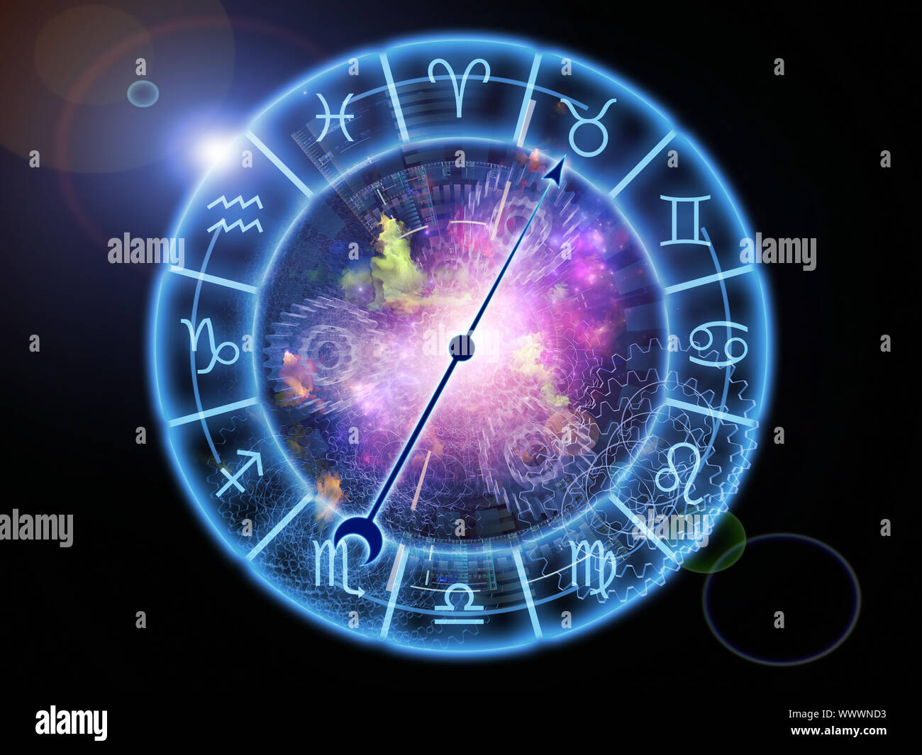 Interplay of astrology symbols and fractal elements on the subject of ...