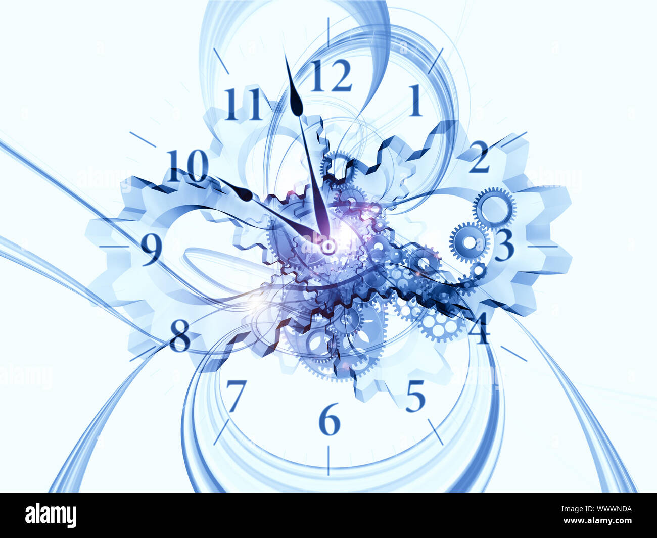 Composition of gears, clock elements, dials and dynamic swirly lines ...