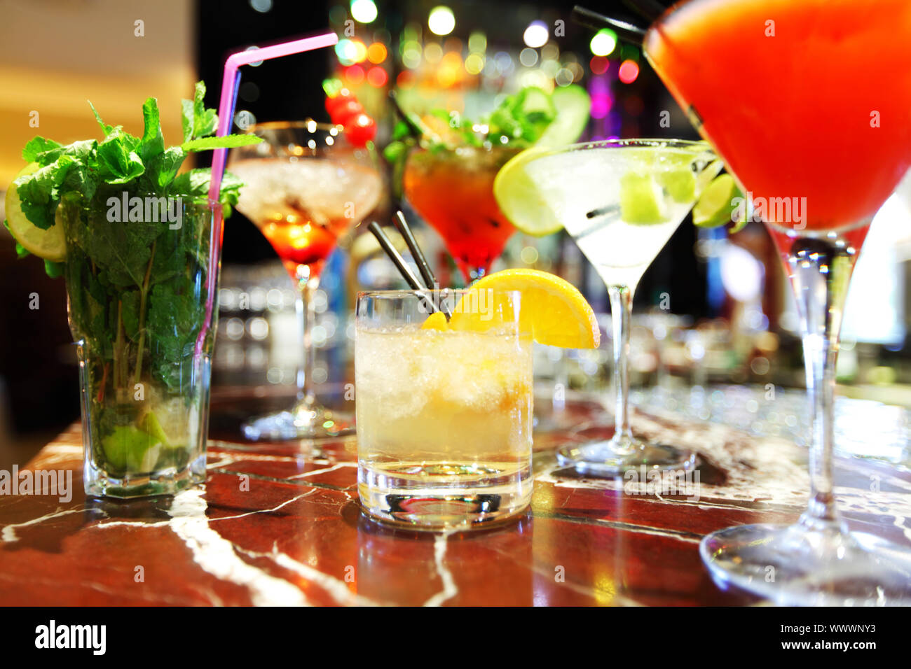 Colorful cocktails close up Stock Photo - Alamy