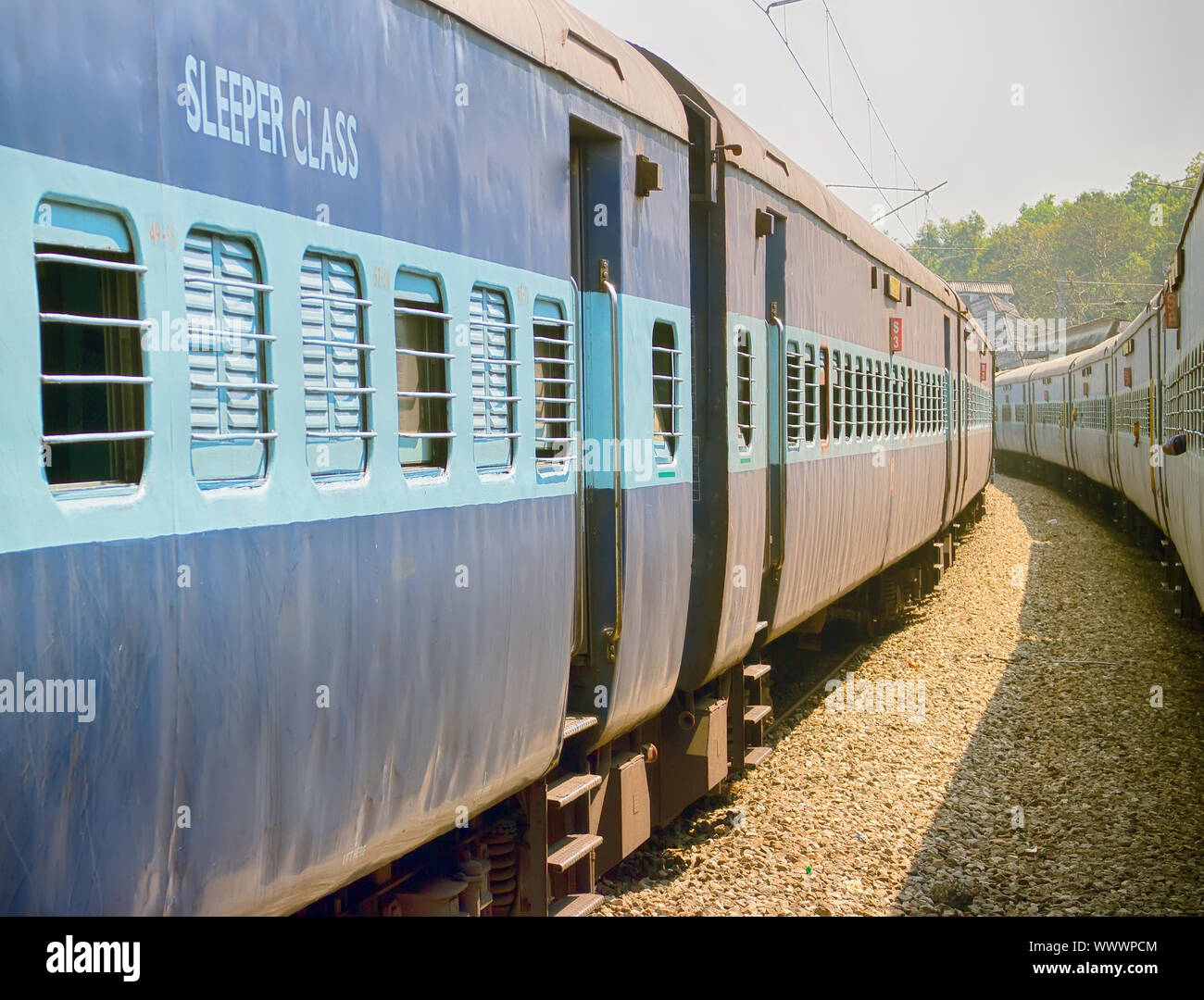 two Indian railway trains met Stock Photo - Alamy