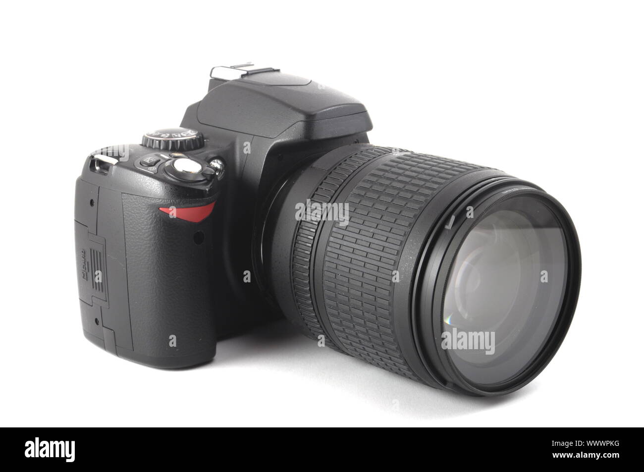 black dslr camera isolated on white background Stock Photo - Alamy