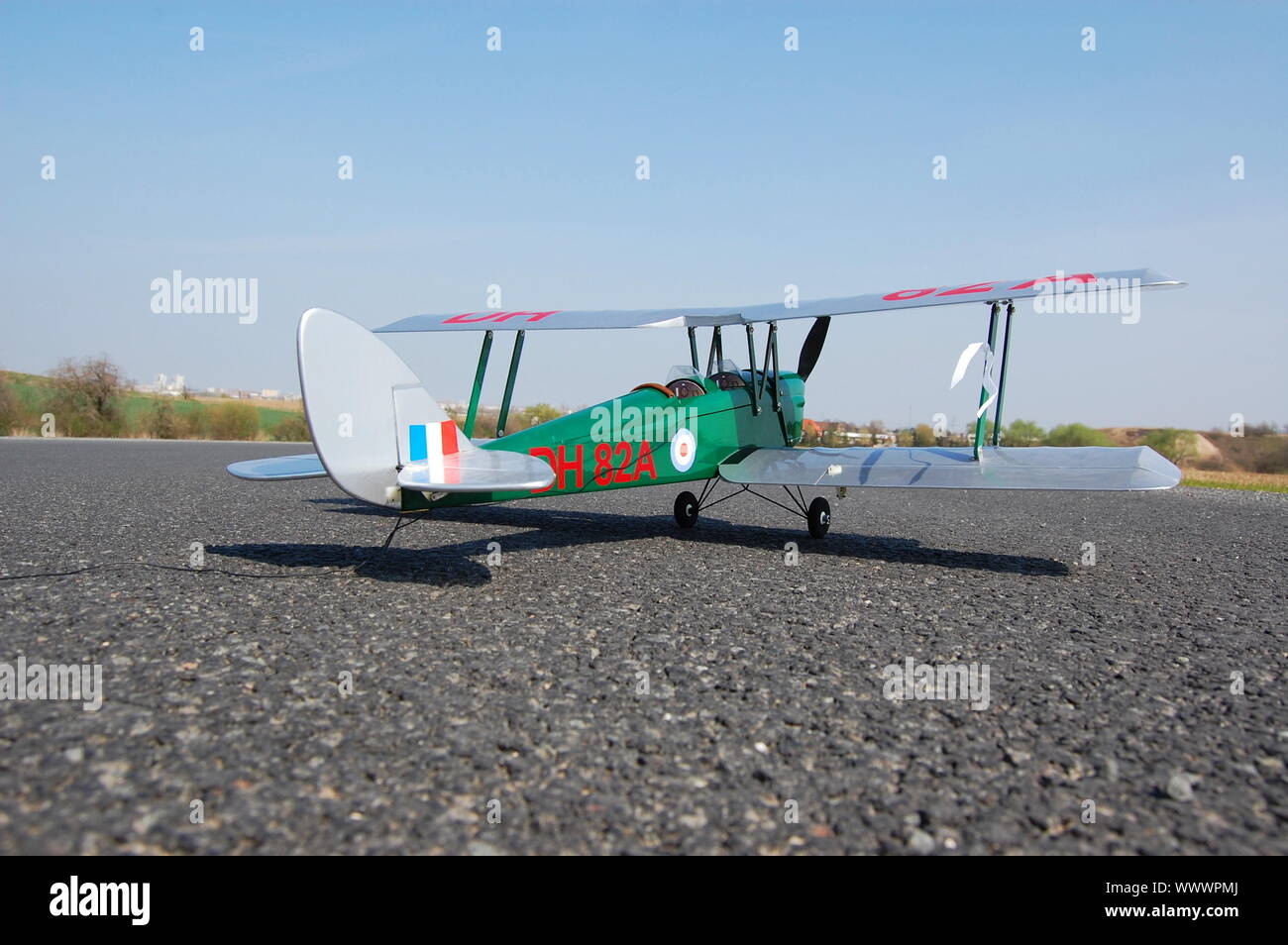 old vintage remote controlled model or toy biplane Stock Photo - Alamy