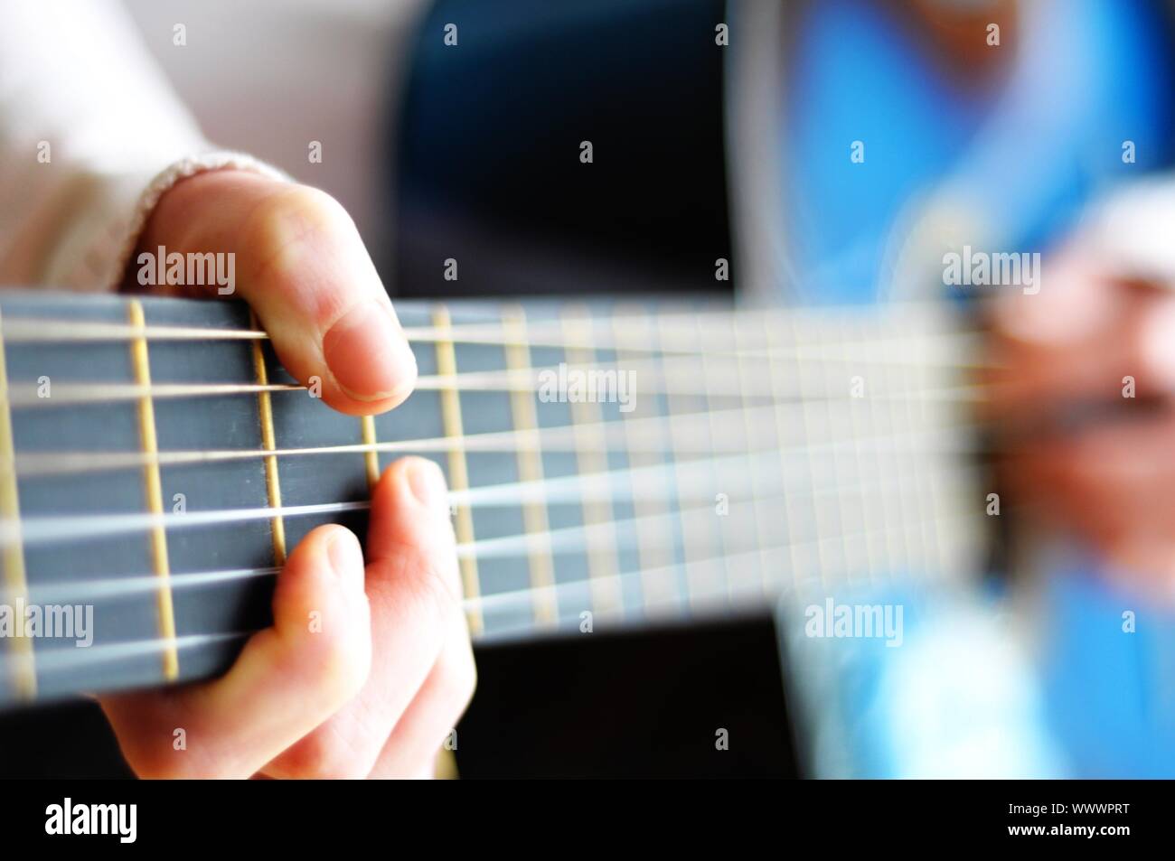 blue music guitar with blurry copyspace for your text message Stock ...