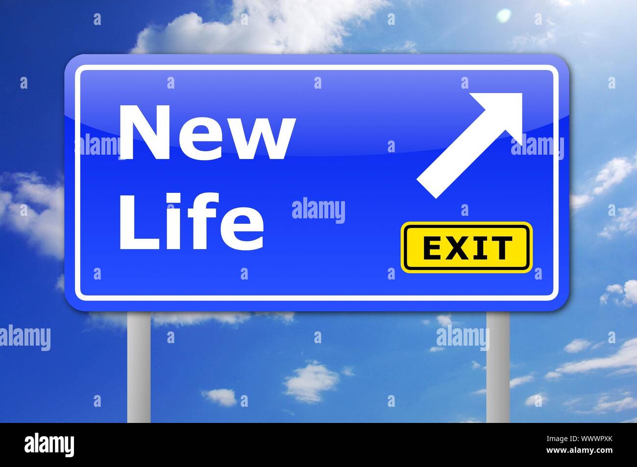 new life concept with road sign showing a change Stock Photo - Alamy