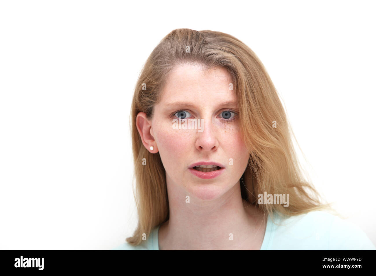 Attractive mature woman shocked horrified hi-res stock photography and images - Alamy