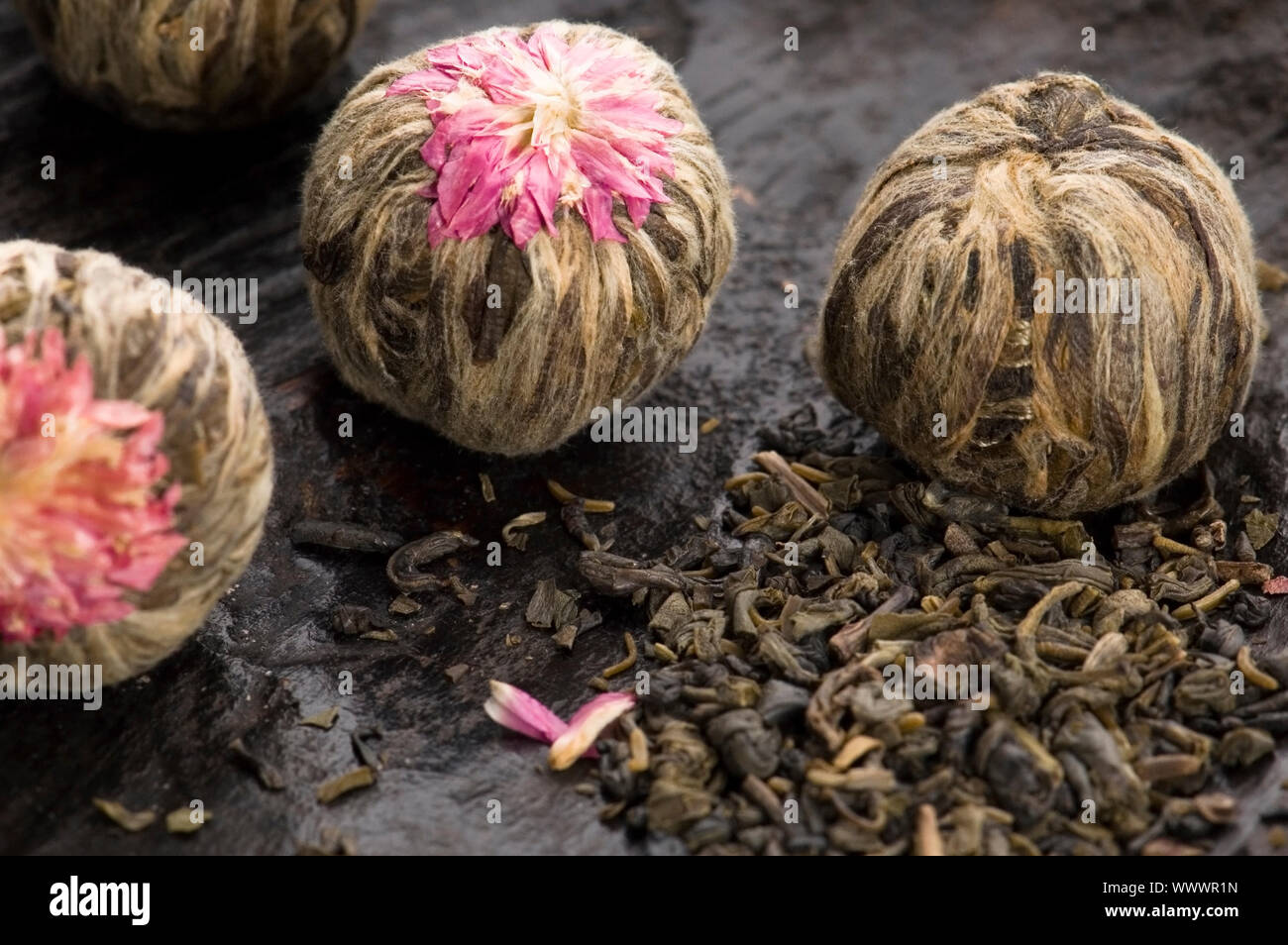 Green chinese tea balls Stock Photo - Alamy
