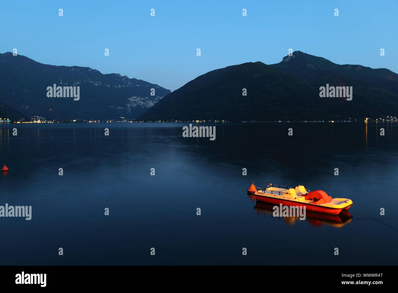 night lugano lake landscape Stock Photo - Alamy