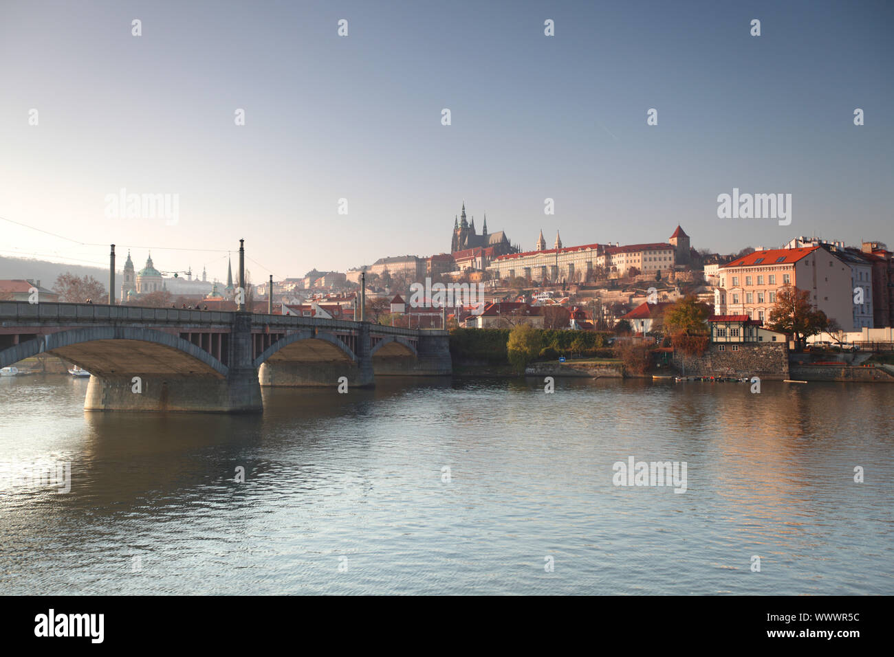 Panorama Karlov or Charles bridge in Prague in autumn Stock Photo - Alamy