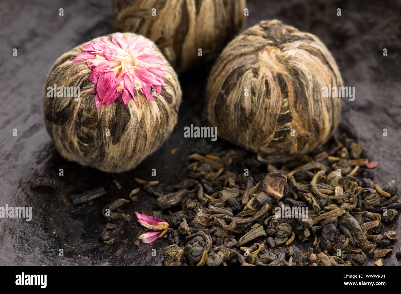 Green chinese tea balls Stock Photo - Alamy