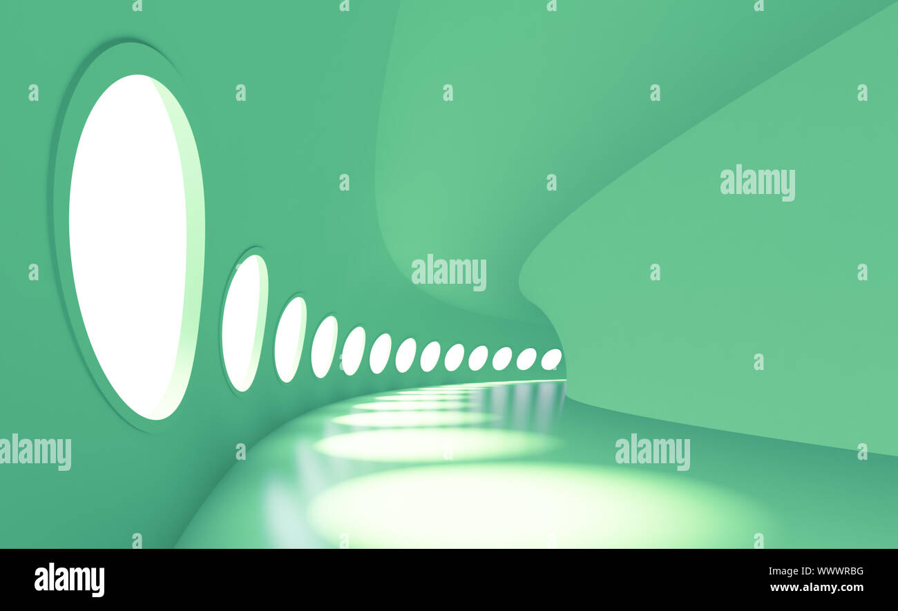 3d Illustration of Green Futuristic Interior Background Stock Photo - Alamy