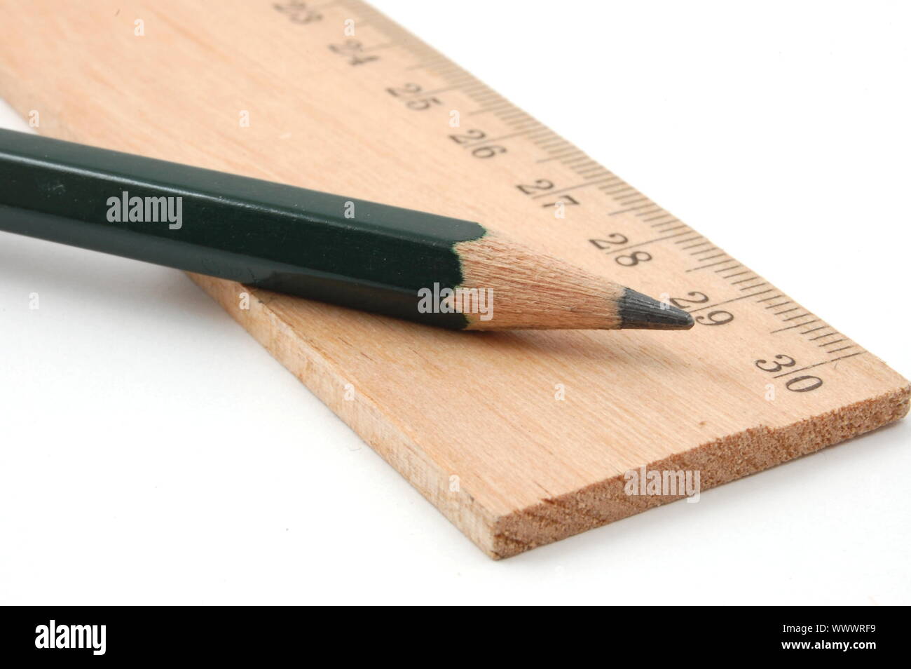 pencil and ruler isolated on white background Stock Photo - Alamy
