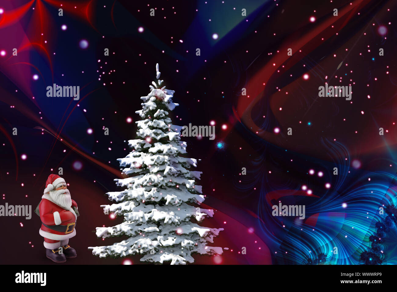 Christmas background: Christmas tree and Santa Claus Stock Photo - Alamy